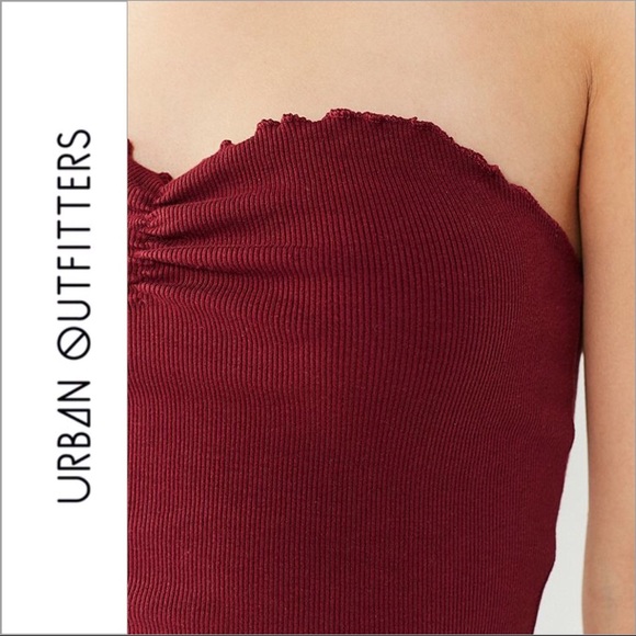 Urban Outfitters | Tops | Uo Maroon Red Lettuce Edge Ribbed Tube Top ...